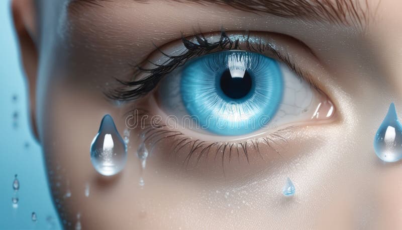 A Person with Blue Eyes and a Tear Drop Stock Illustration ...