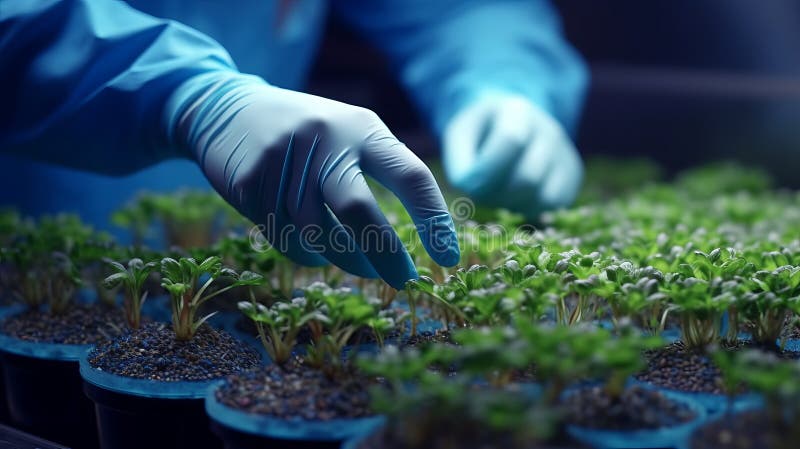 Person in Blue Gloves Does Quality Control. Generative AI. Stock ...