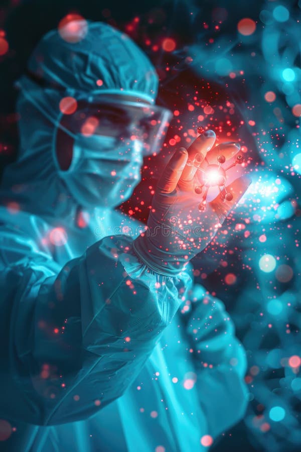 A Person in a Blue Uniform Holds a Glowing Object, Suitable for Use As ...