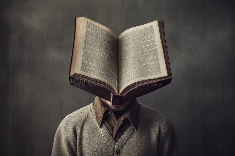 A Person with a Book instead of a Face, Concept of a Well Read ...