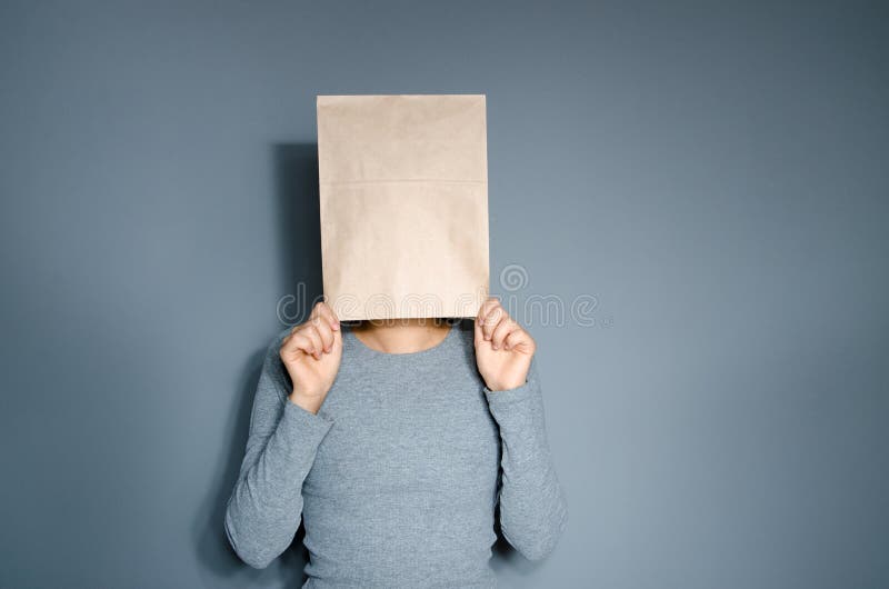 Incognito Person Holding a Yellow Box instead Head. Introvert Anonymous ...