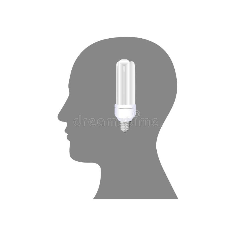 Person with Brain Save Bulb Icon Stock Illustration - Illustration of ...