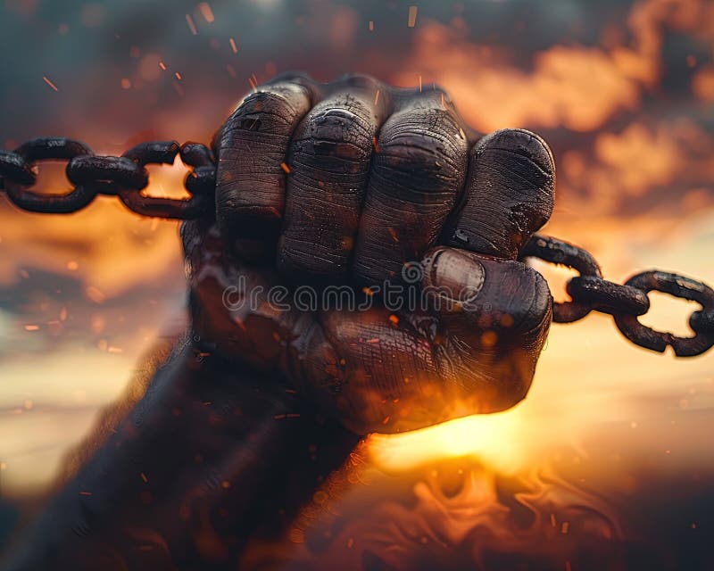 Person Breaking Free from Chains. Generative AI Stock Illustration ...