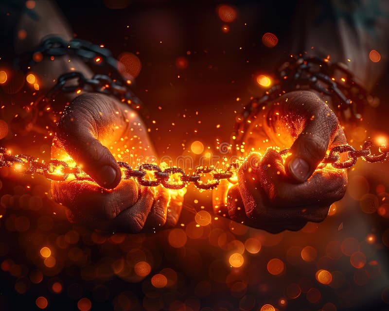 Person Breaking Free from Chains. Generative AI Stock Illustration ...