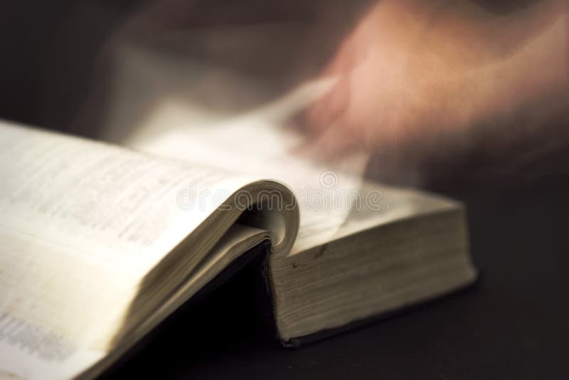 Person Browsing through Pages of Vintage Book Stock Photo - Image of ...