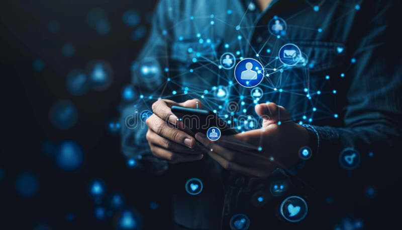 Person Browsing Social Network on Smartphone, Concept for Social ...