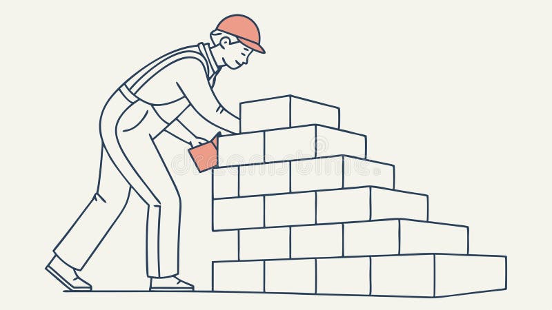 Person Building Brick Wall Construction Work, Vector Design Generative ...