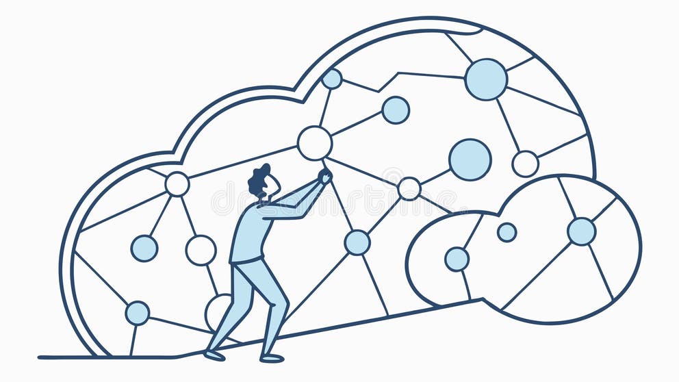 Person Building a Cloud Computing Network, Vector Design Generative AI ...