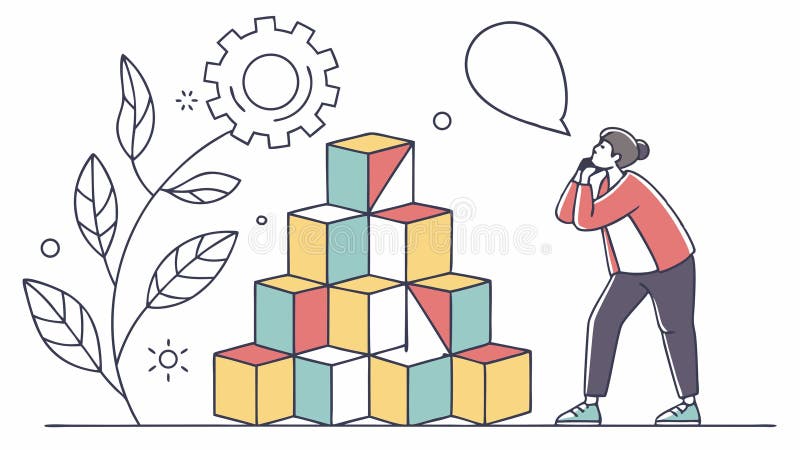 Person Building Idea Blocks, Creative Problem Solving and Innovation, Vector Design Generative ...