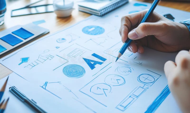 A Person is Writing on Paper in Front of a Laptop Stock Image - Image ...