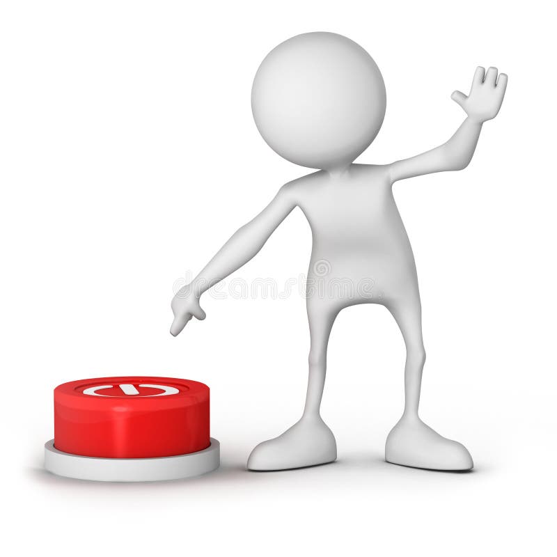 3d Person Pressing The Button Off Stock Illustration - Illustration of ...