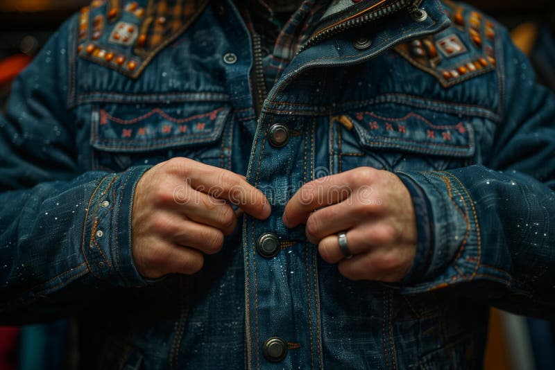 A Person Carefully Inspecting the Stitching and Details of a Garment ...