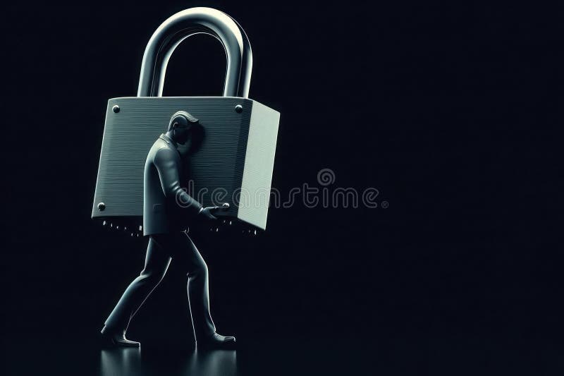 A Person Carries a Lock, a Symbol of the Burden of Responsibility ...