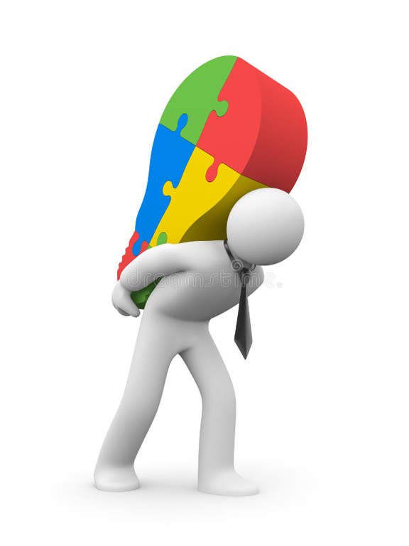 Person Carry Lightbulb of the Puzzle Stock Illustration - Illustration ...