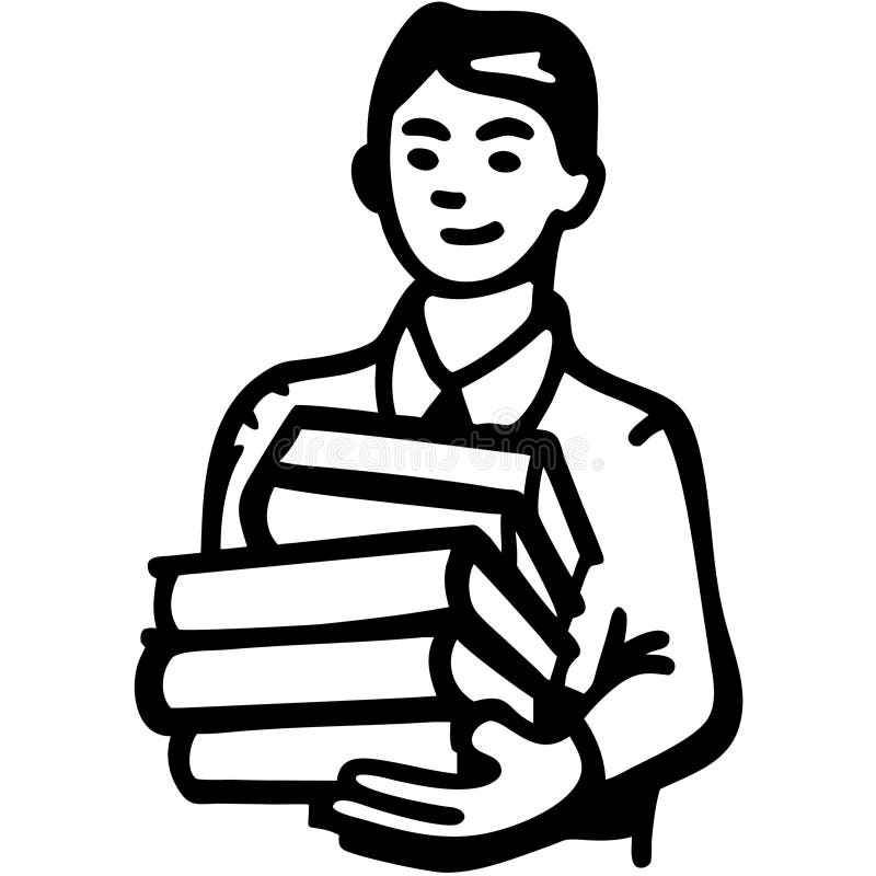 Person Carrying Books Vector Illustration for Educational and Library ...