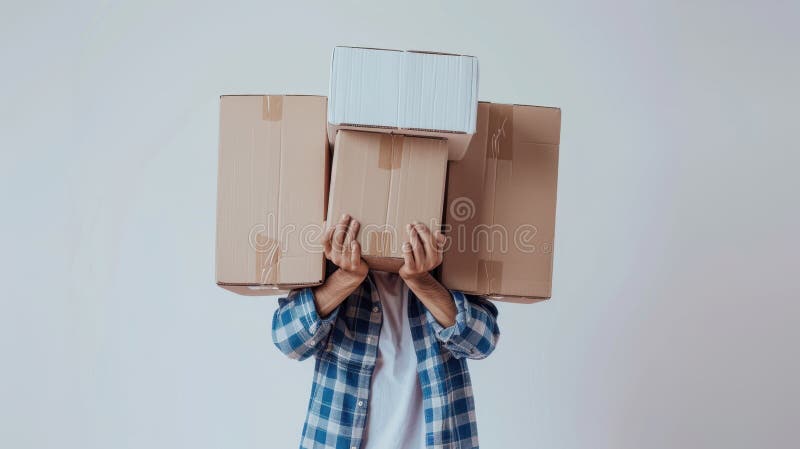 The Person Carrying Boxes.AI Generated Image Stock Photo - Image of ...