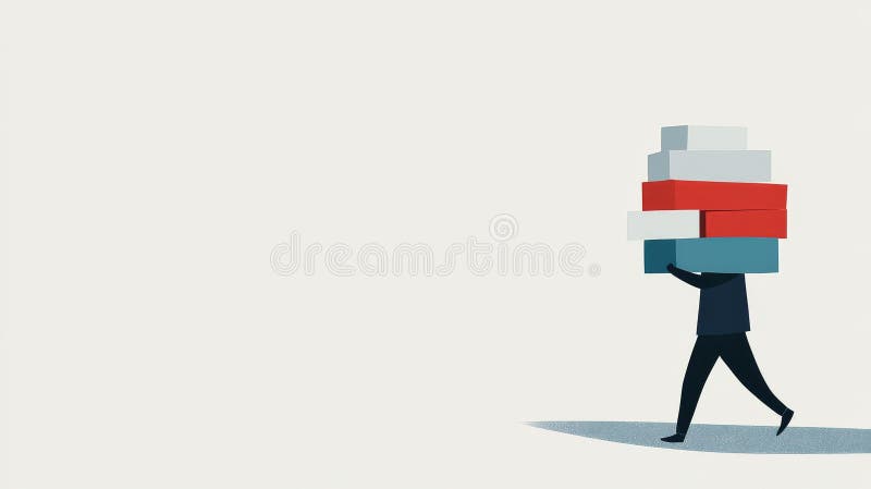 A Person Carrying Brightly Colored Storage Boxes Stock Illustration ...