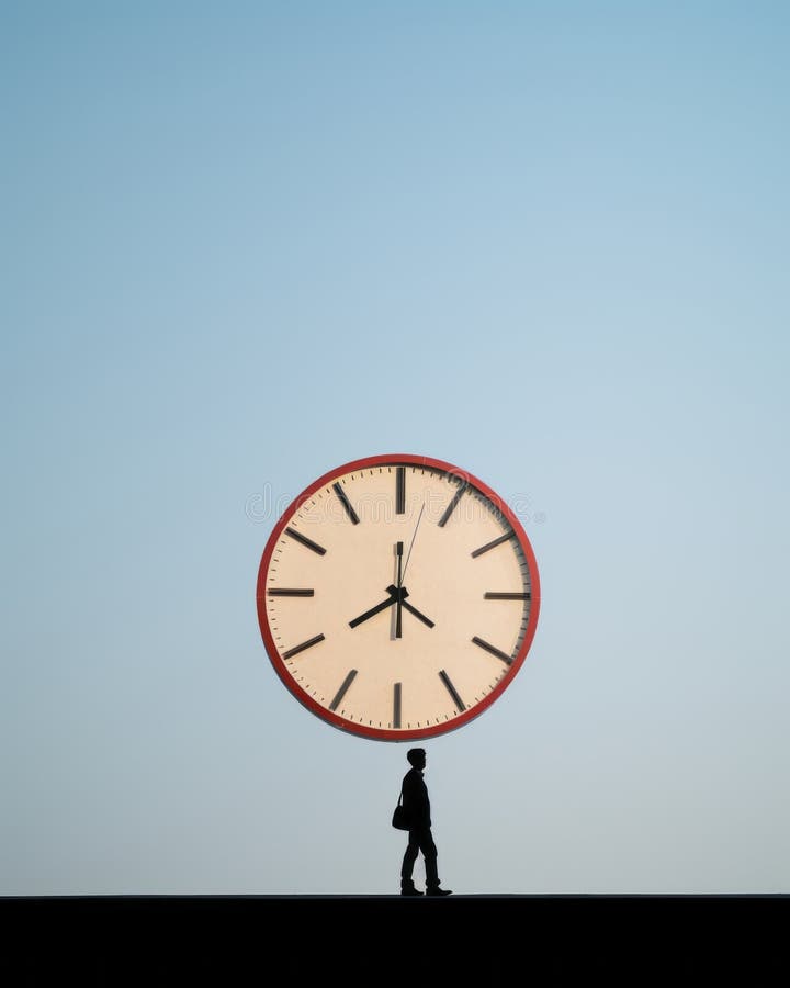 A Person Carrying a Large Clock on Their Back Stock Illustration ...