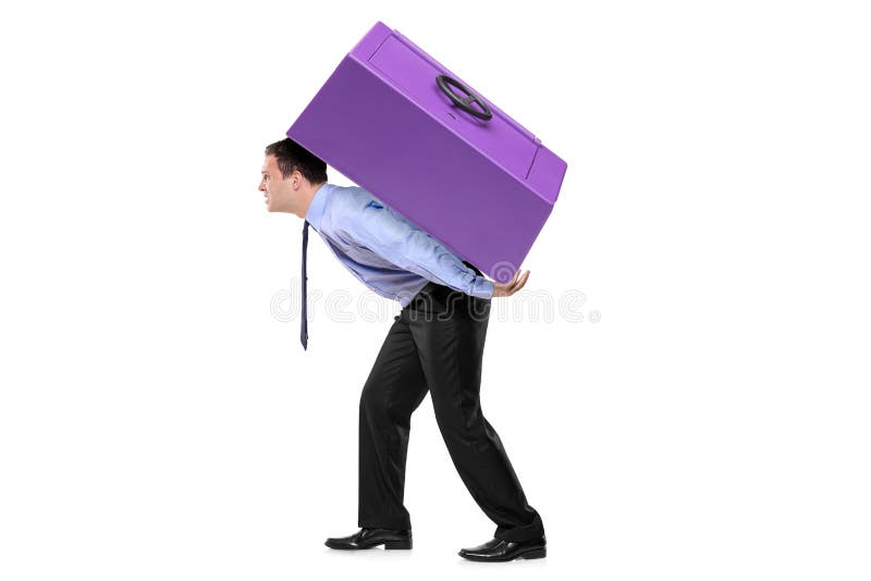 Person Carrying a Safe Box on His Back Stock Photo - Image of blue, crime: 17570168