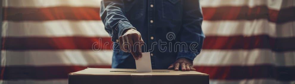 Person Casting a Ballot in Front of an American Flag Stock Illustration ... Person Casting a Ballot in Front of an American Flag Stock Illustration ...