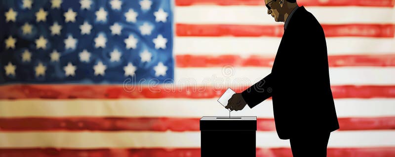Person Casting a Ballot in Front of an American Flag Stock Illustration ... Person Casting a Ballot in Front of an American Flag Stock Illustration ...
