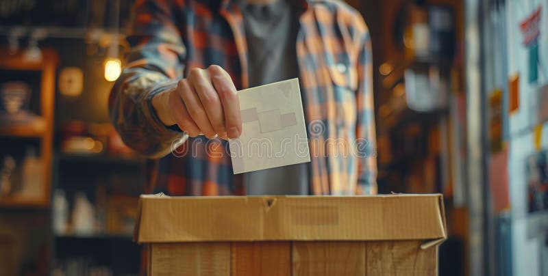 Person Casting Ballot in a Voting Booth at a Polling Place Stock Image ...