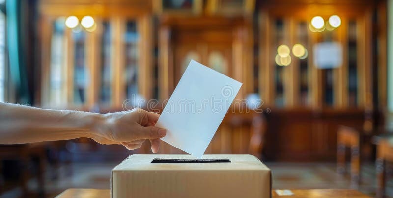Person Casting Ballot in a Voting Booth at a Polling Place Stock Image ...
