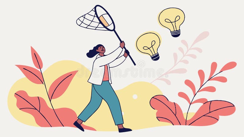 Person Catching Ideas, Innovation and Creativity, Brainstorming, Vector ...