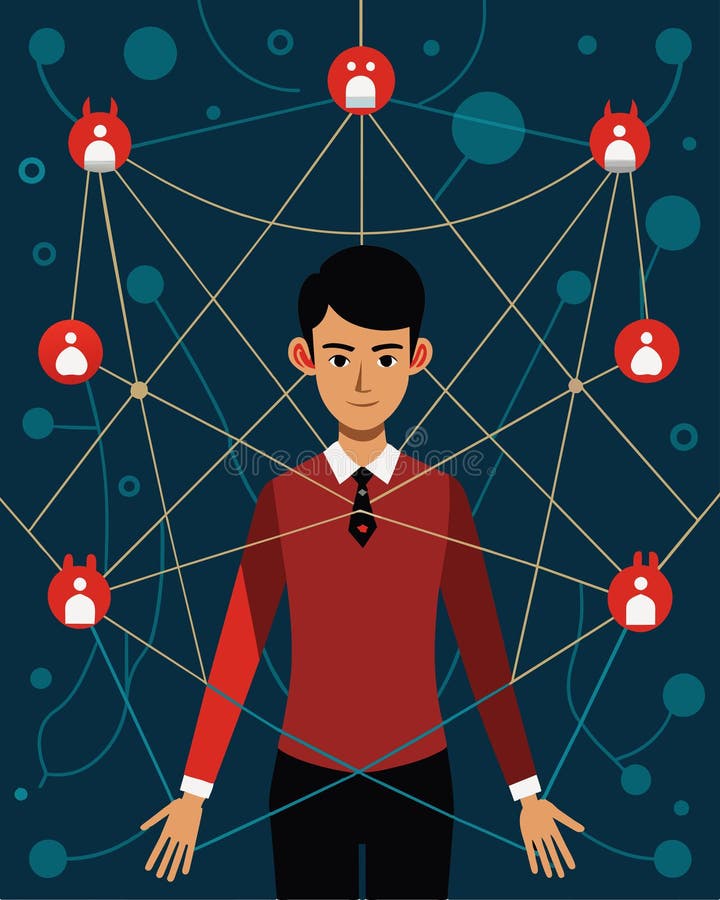 A Person Caught in a Sticky Web Each Thread Labeled with Manipulation ...