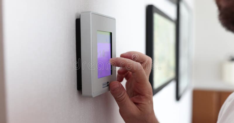 Person Changes Temperature in Apartment with Control Panel Stock Video ...