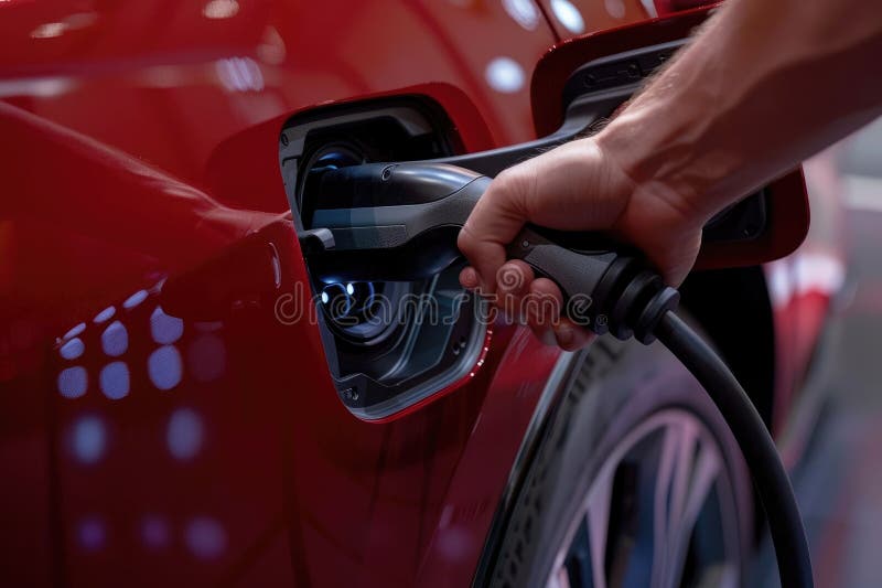 Person Charging an Electric Vehicle Stock Illustration - Illustration ...