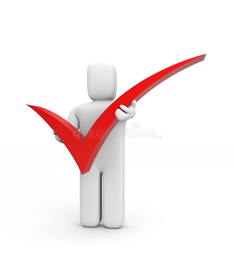 Person and check symbol stock illustration. Illustration of stand - 7668824