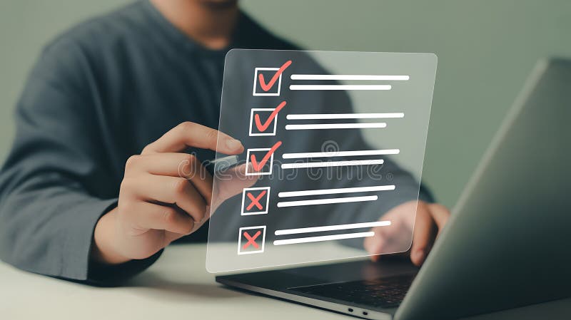 Person Checking Off Items on a Digital Checklist with a Stylus To-do ...