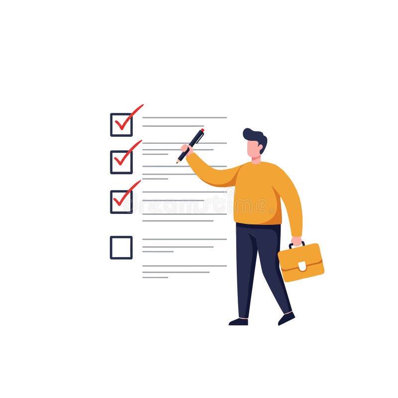 Person Checking Off Tasks on a List in Flat Vector Art Stock Vector ...