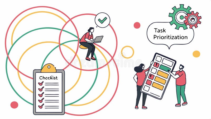 Checklist with Person, Task Management and Organization Vector Design ...