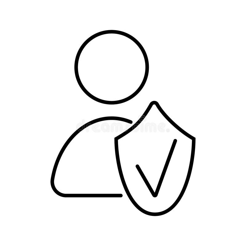 Person with Checkmark Shield Icon Stock Vector - Illustration of flat ...