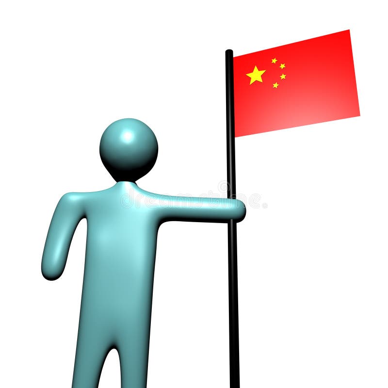Person with Chinese Flag stock illustration. Illustration of proud ...