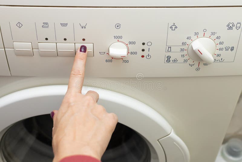A Person Chooses a Washing Mode with a Switch. Stock Photo - Image of ...