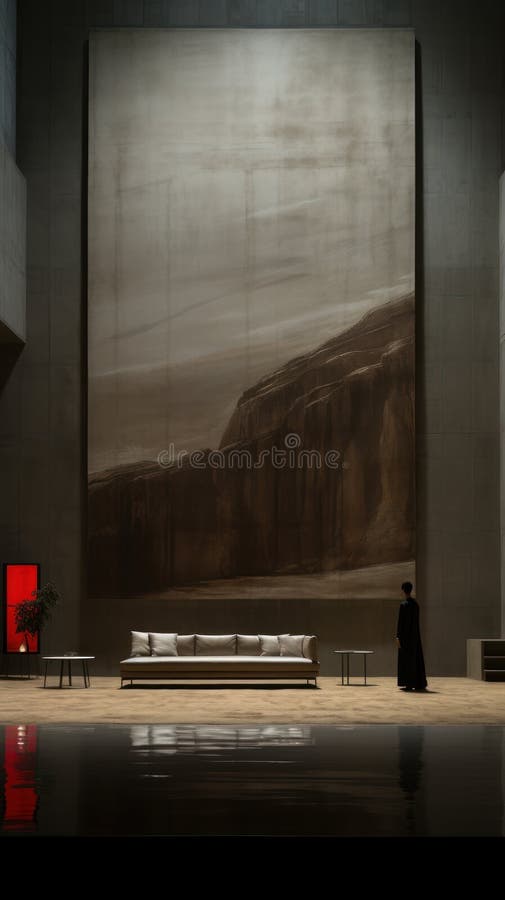 A Person in Cinematic Minimalist Interior Design Negative Space Stock ...