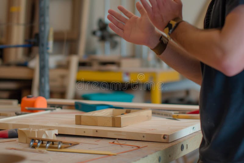 Person Clapping, Diy Project Completed on Table Stock Illustration ...