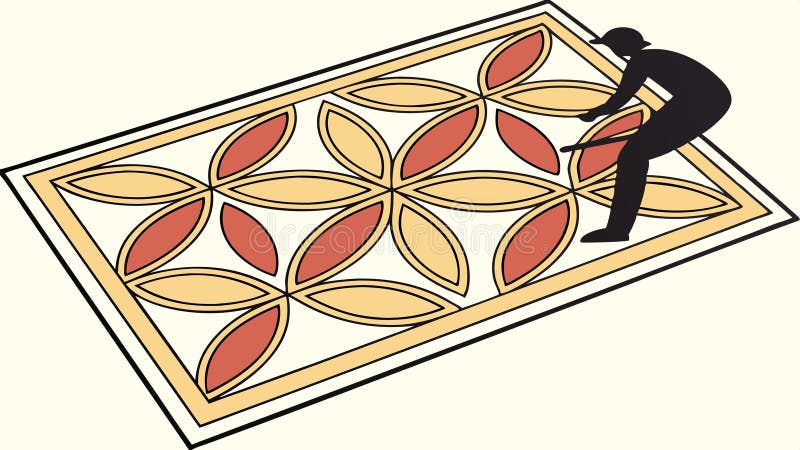 Person Cleaning a Patterned Floor or Rug, Vector Design Generative AI ...