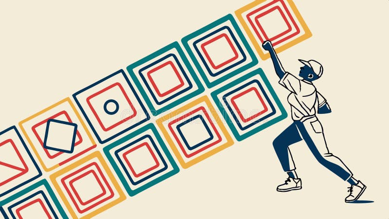 Person Climbing Abstract Patterned Stairs, Progress Challenge Ambition ...