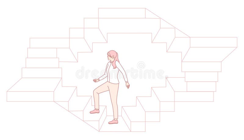 A Person Climbing Abstract Steps an Artistic Minimalist Illustration ...
