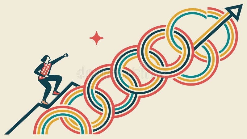 Person Climbing Interlocking Ring Obstacles, Vector Design Generative ...