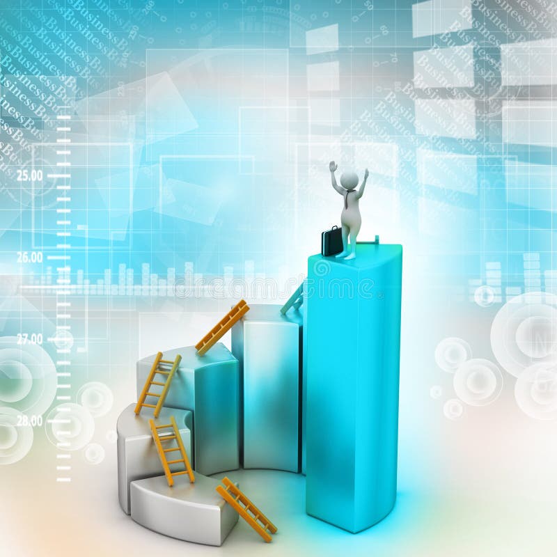 3d Person Climbing upon Ladder Stock Illustration - Illustration of ...