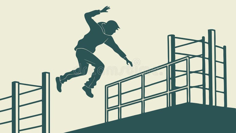 Person Climbing Over Obstacle Course, Vector Design Generative AI Stock ...