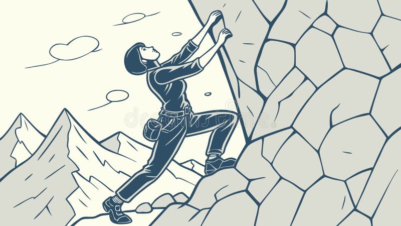 Person Climbing a Rock Wall, Challenging Ascent and Determination ...