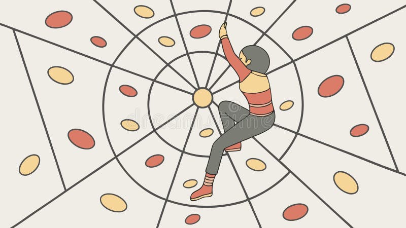 Person Climbing Spiderweb, Challenge and Skill, Vector Design ...
