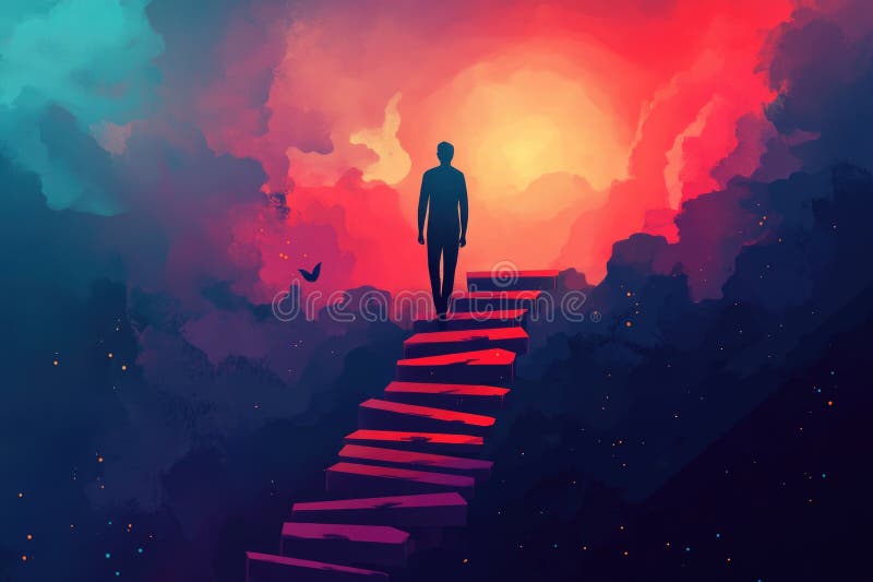 A Person Climbing the Steps, Simple and Straightforward Stock Image ...