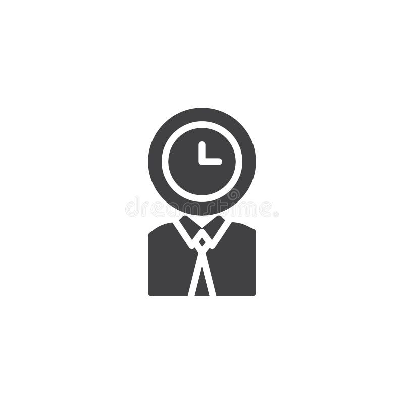 Person with Clock Head Icon Vector Stock Vector - Illustration of glyph ...